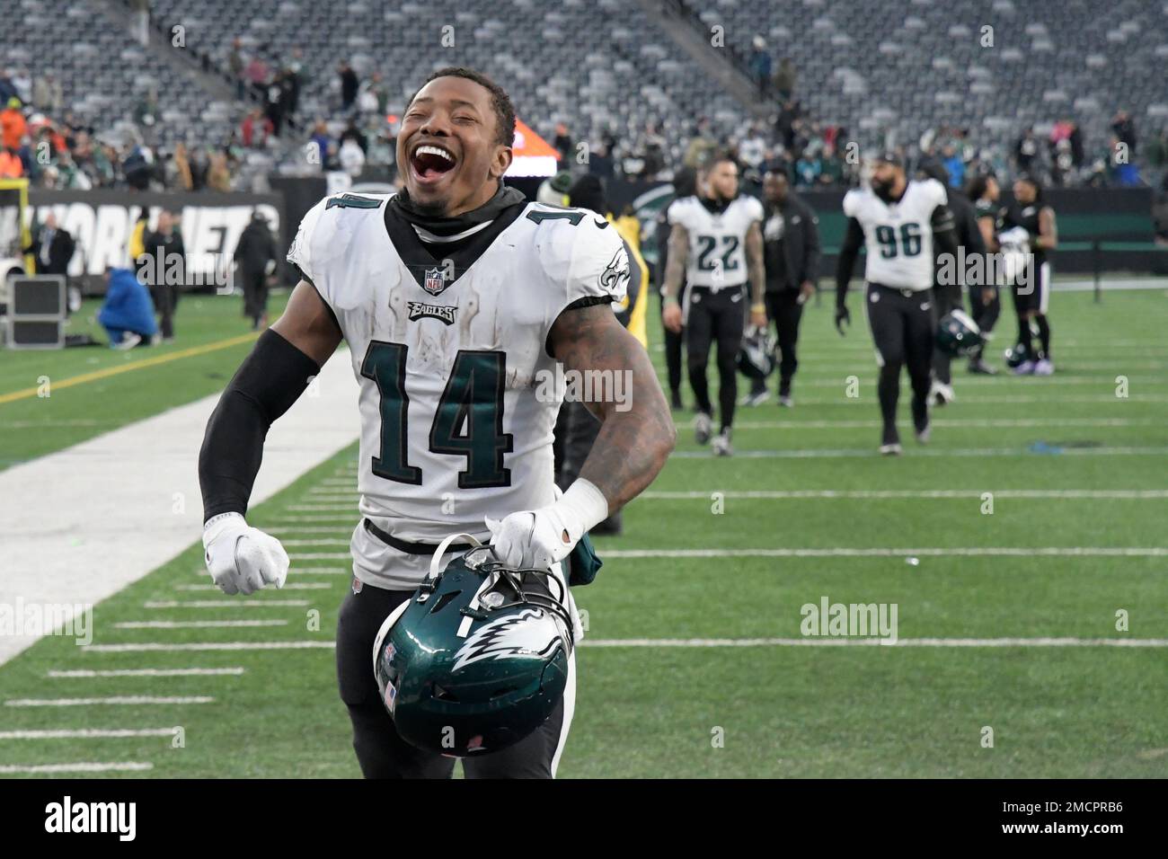 Philadelphia Eagles running back Kenneth Gainwell reacts as he walks ...