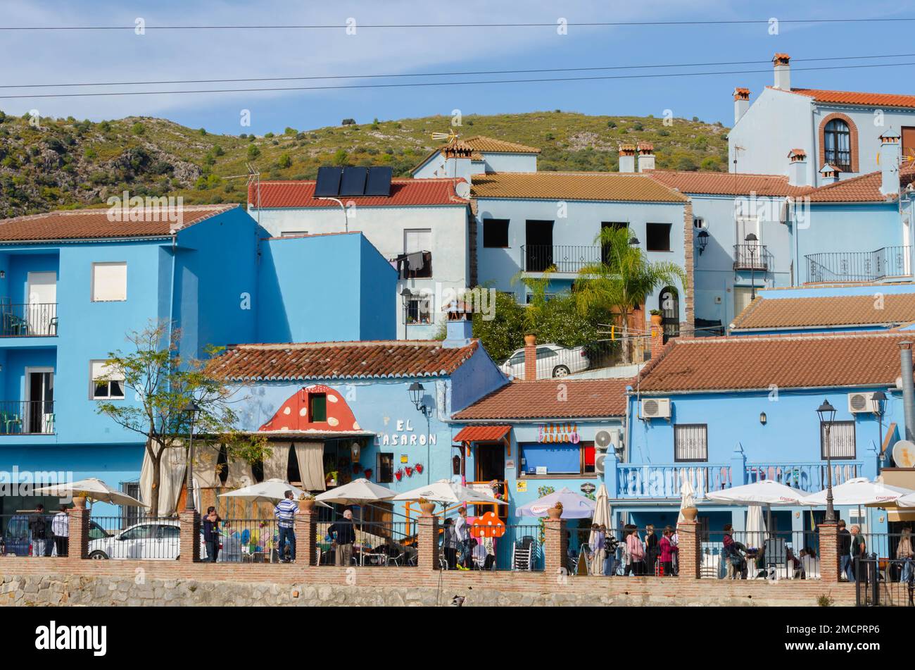 JUZCAR, SPAIN - 20 NOVEMBER 2022 Blue village better known as the city ...