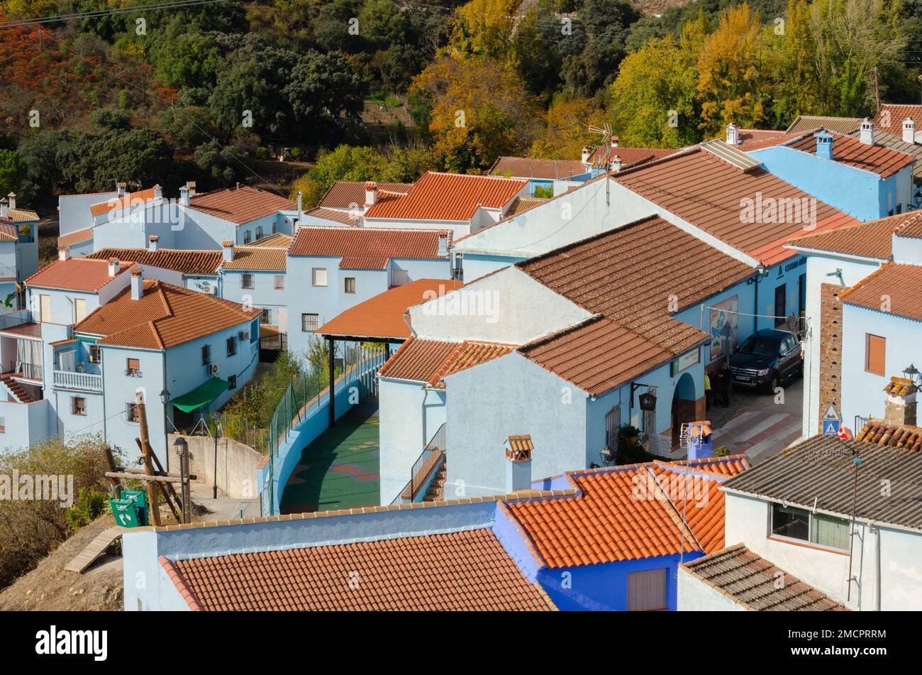 JUZCAR, SPAIN - 20 NOVEMBER 2022 Blue village better known as the city ...
