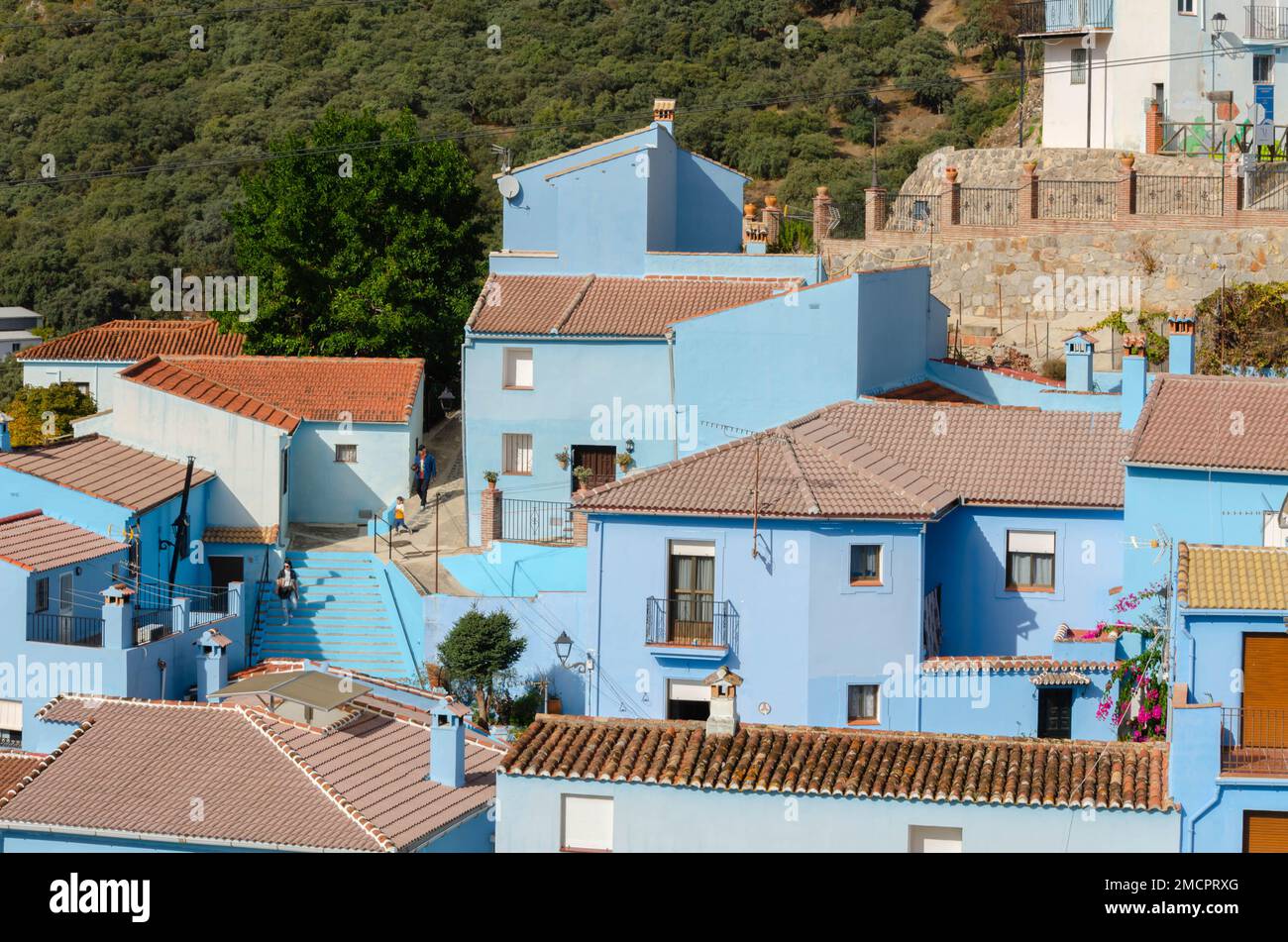 JUZCAR, SPAIN - 20 NOVEMBER 2022 Blue village better known as the city ...