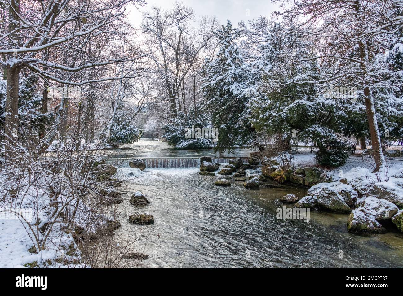 Munich English Garden in Winter Scene Stock Photo - Alamy