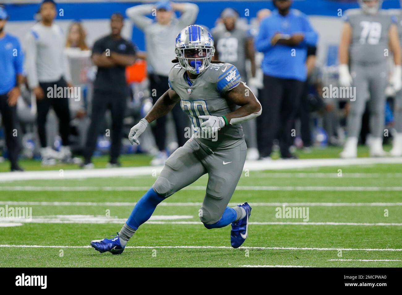 Detroit Lions running back Jamaal Williams runs a play during the first ...