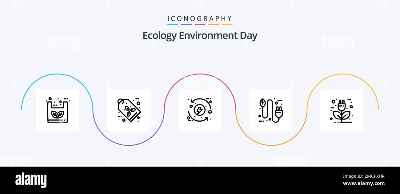 Ecology Line 5 Icon Pack Including plug. eco. process. concept. energy ...
