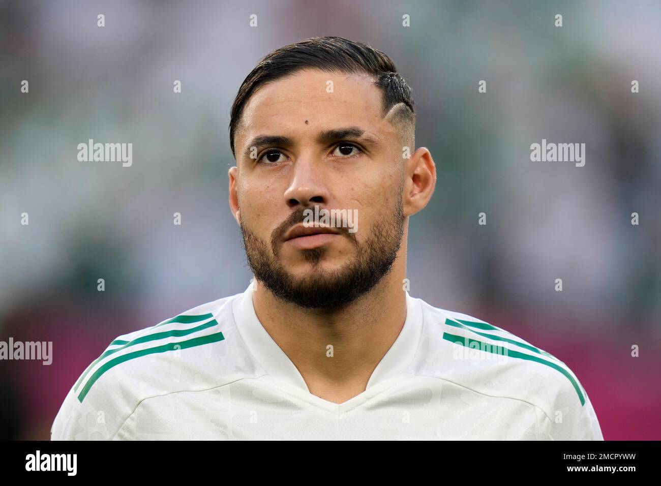 Algeria's Mohammed Belaili lines up ahead of the group D Arab Cup ...