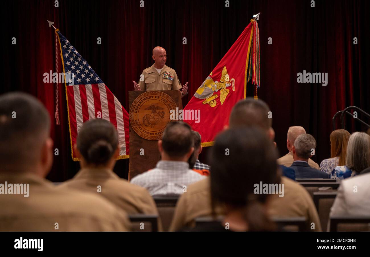 U.S. Marine Corps Sgt. Maj. Steven Lunsford, outgoing Sergeant Major of ...