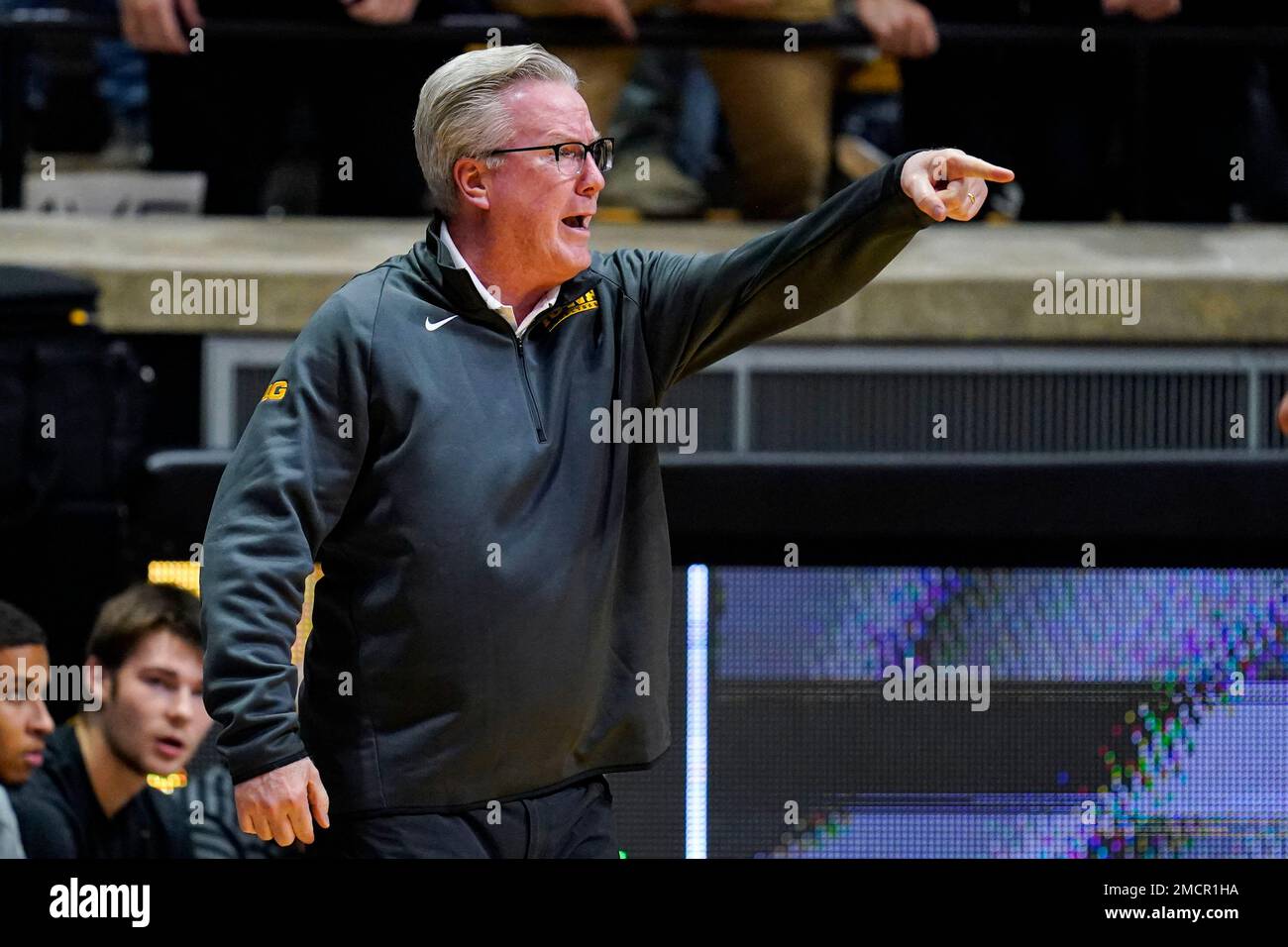 Iowa head coach Fran McCaffery yells from he sideline during the first ...