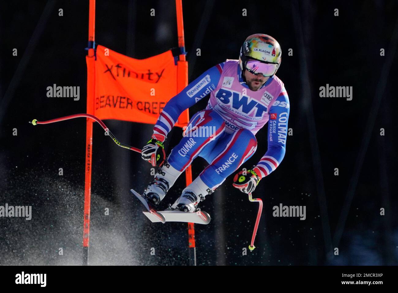France's Maxence Muzaton competes during a men's World Cup downhill ski ...