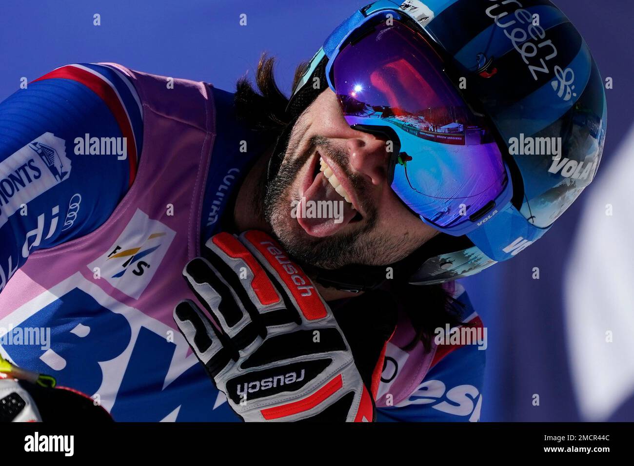 France's Matthieu Bailet reacts after finishing his run during a men's ...