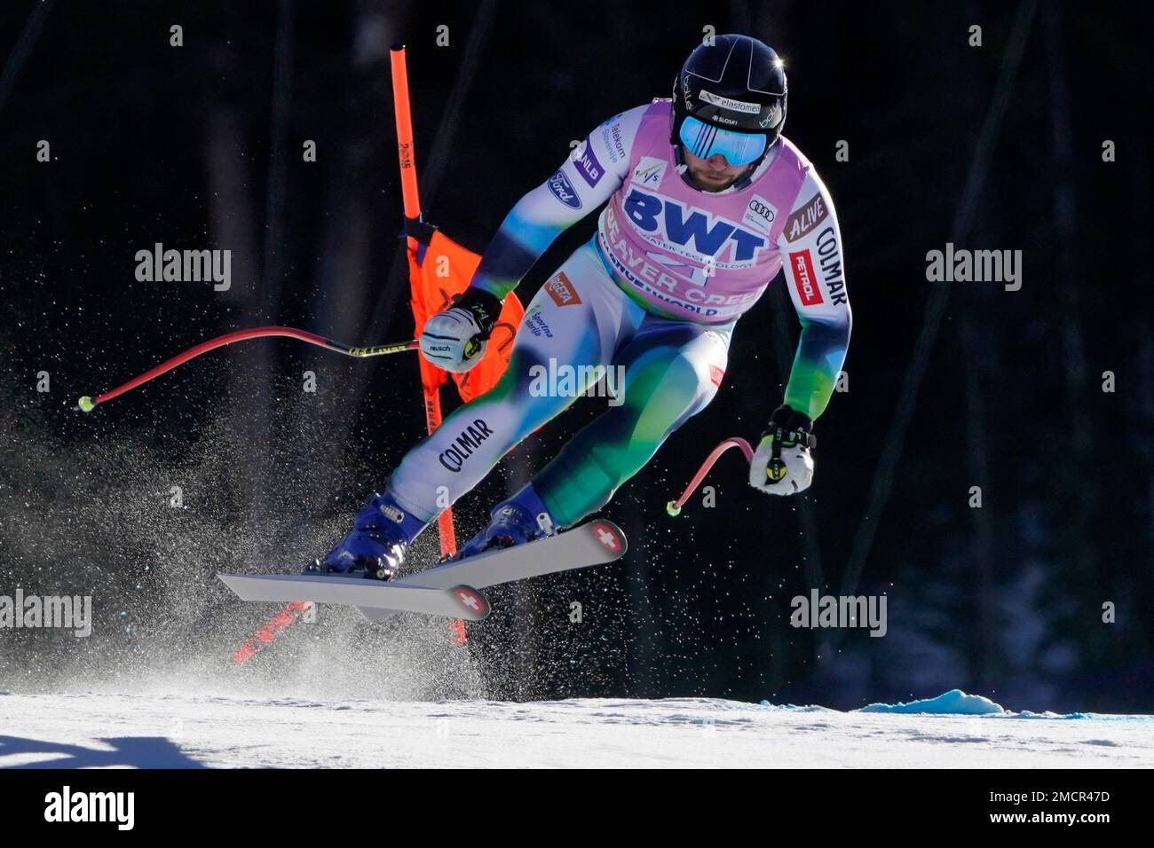 Slovenia's Martin Cater competes during a men's World Cup downhill ski ...