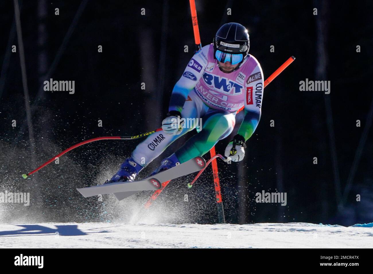Slovenia's Martin Cater competes during a men's World Cup downhill ski ...