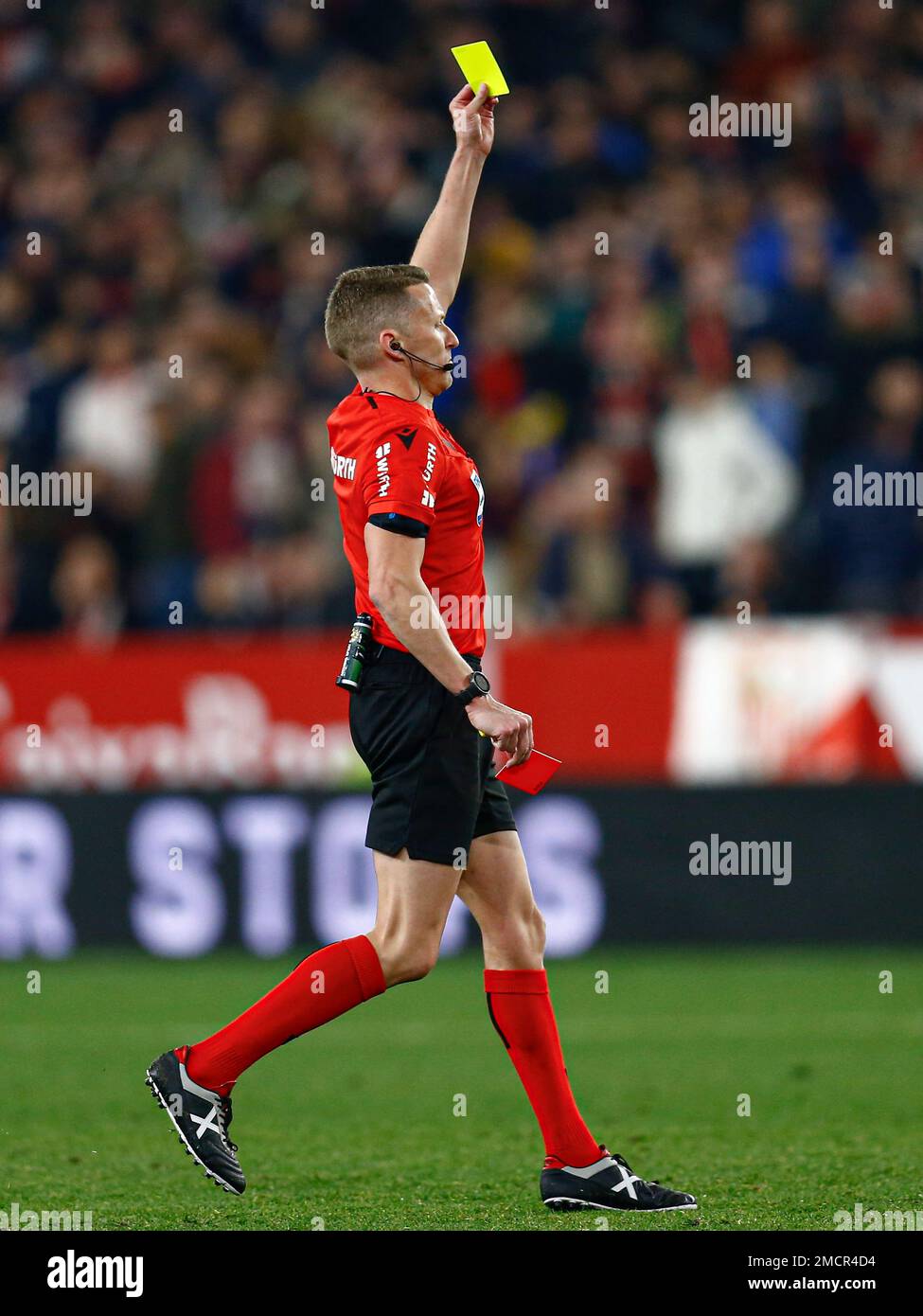 The referee Alejandro Hernandez Hernandez shows yellow card during the ...