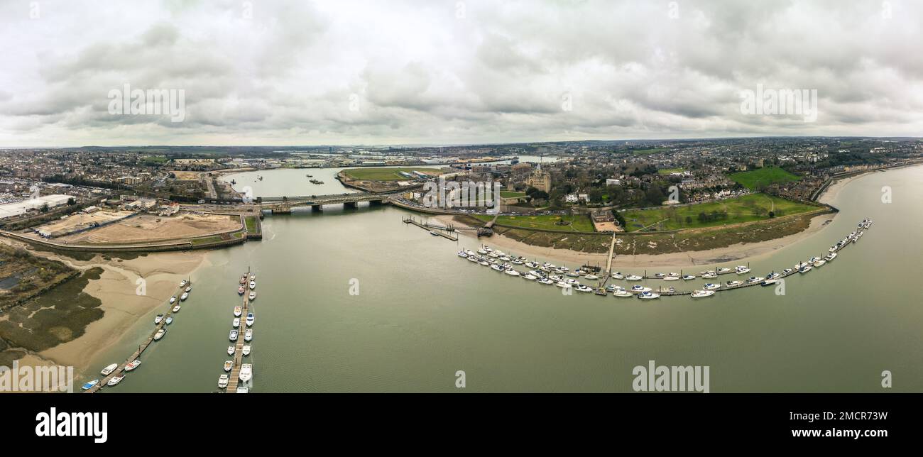 Aerial drone view to Rochester cathedral and castle Stock Photo - Alamy