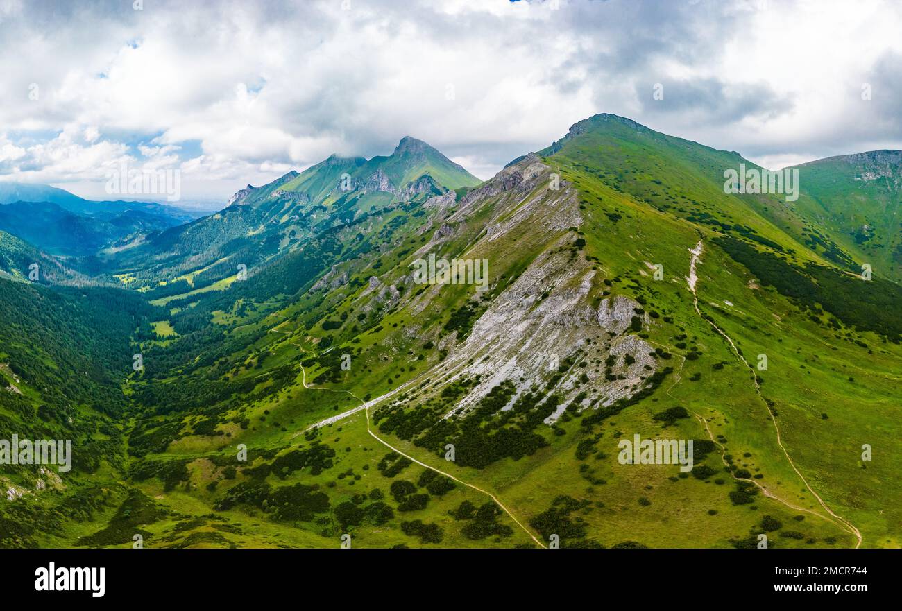 Aerial drone panoramic view of the educational trail Zadne Medodoly ...
