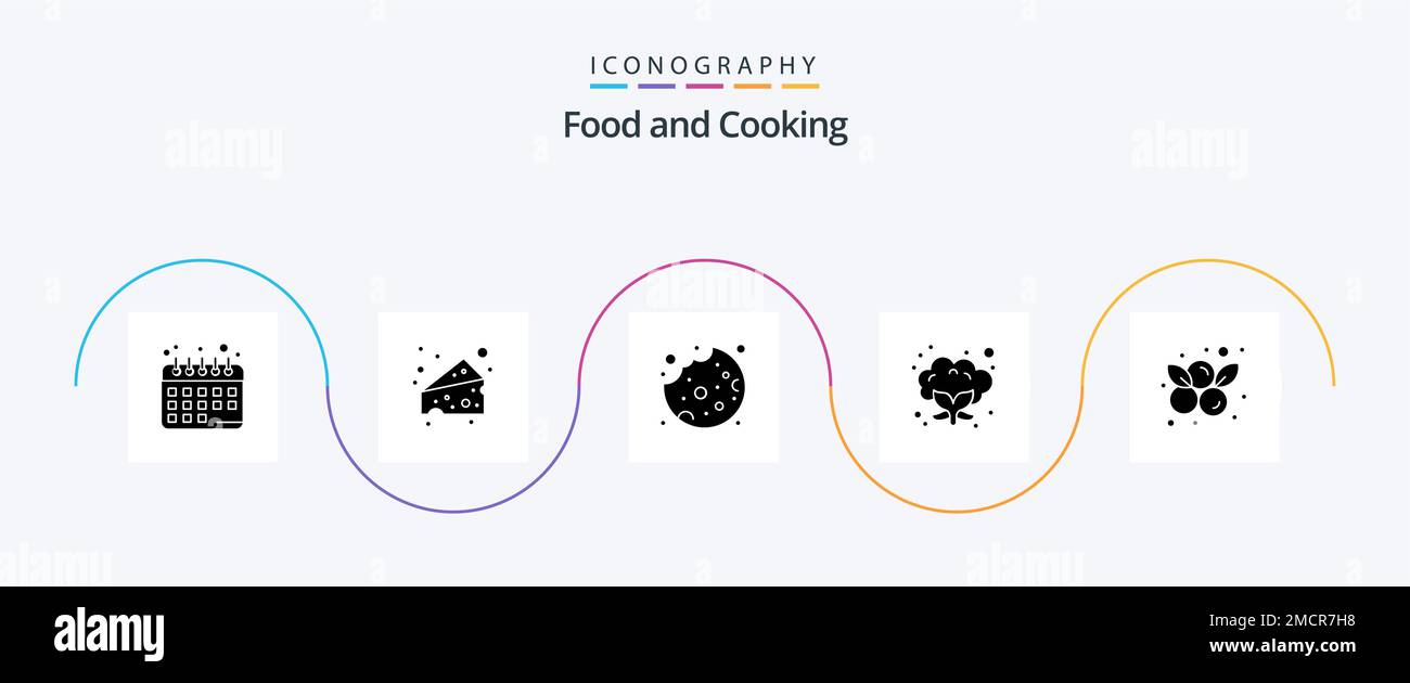 Food Glyph 5 Icon Pack Including . fruit. food. blueberry. berry Stock ...