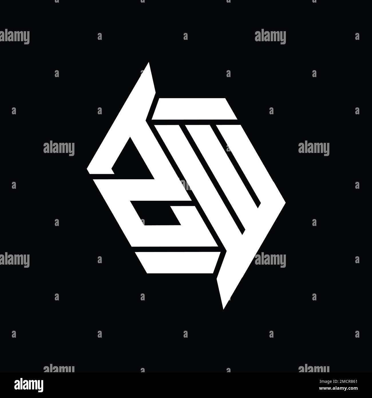 ZW Logo monogram hexagon modern abstract shape vector images design ...