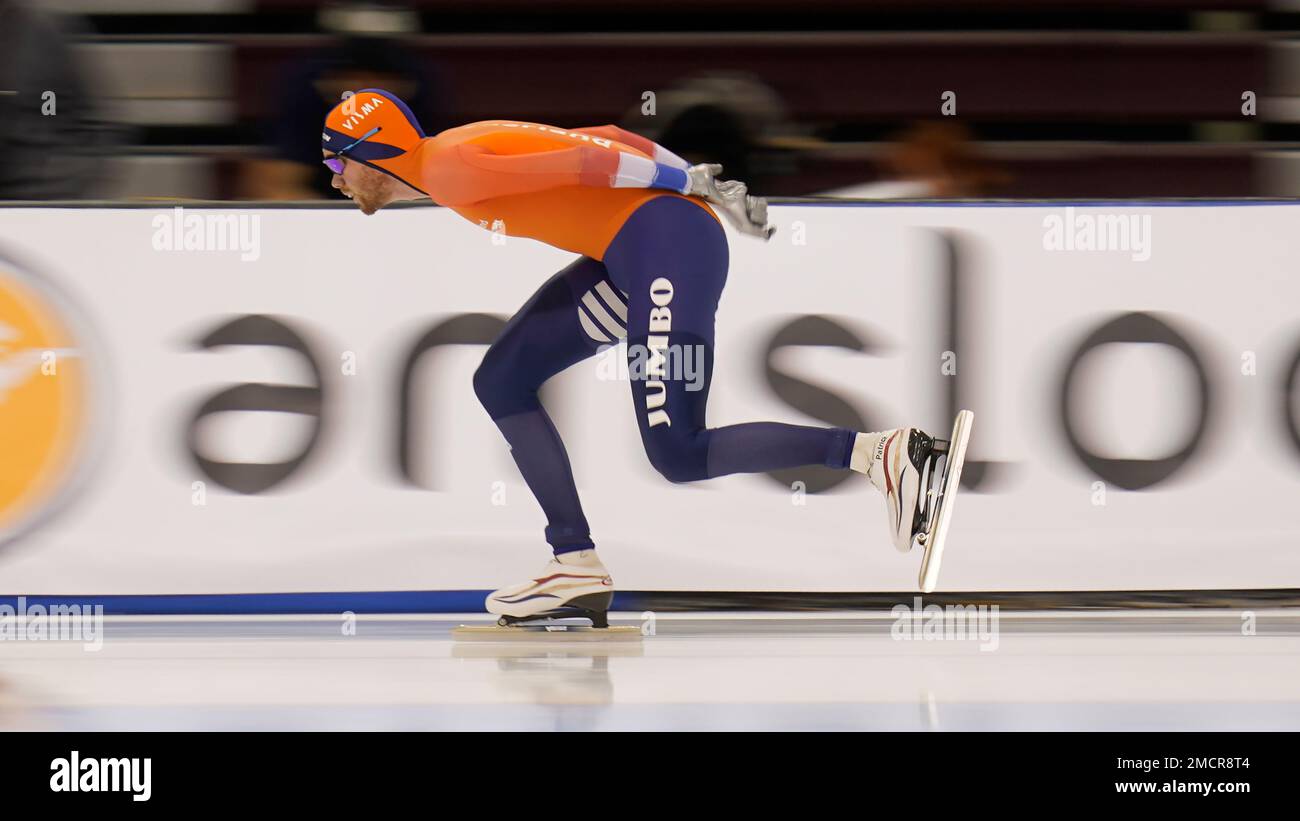 Patrick Roest, of the Netherlands, skates during the men's 5,000-meter ...