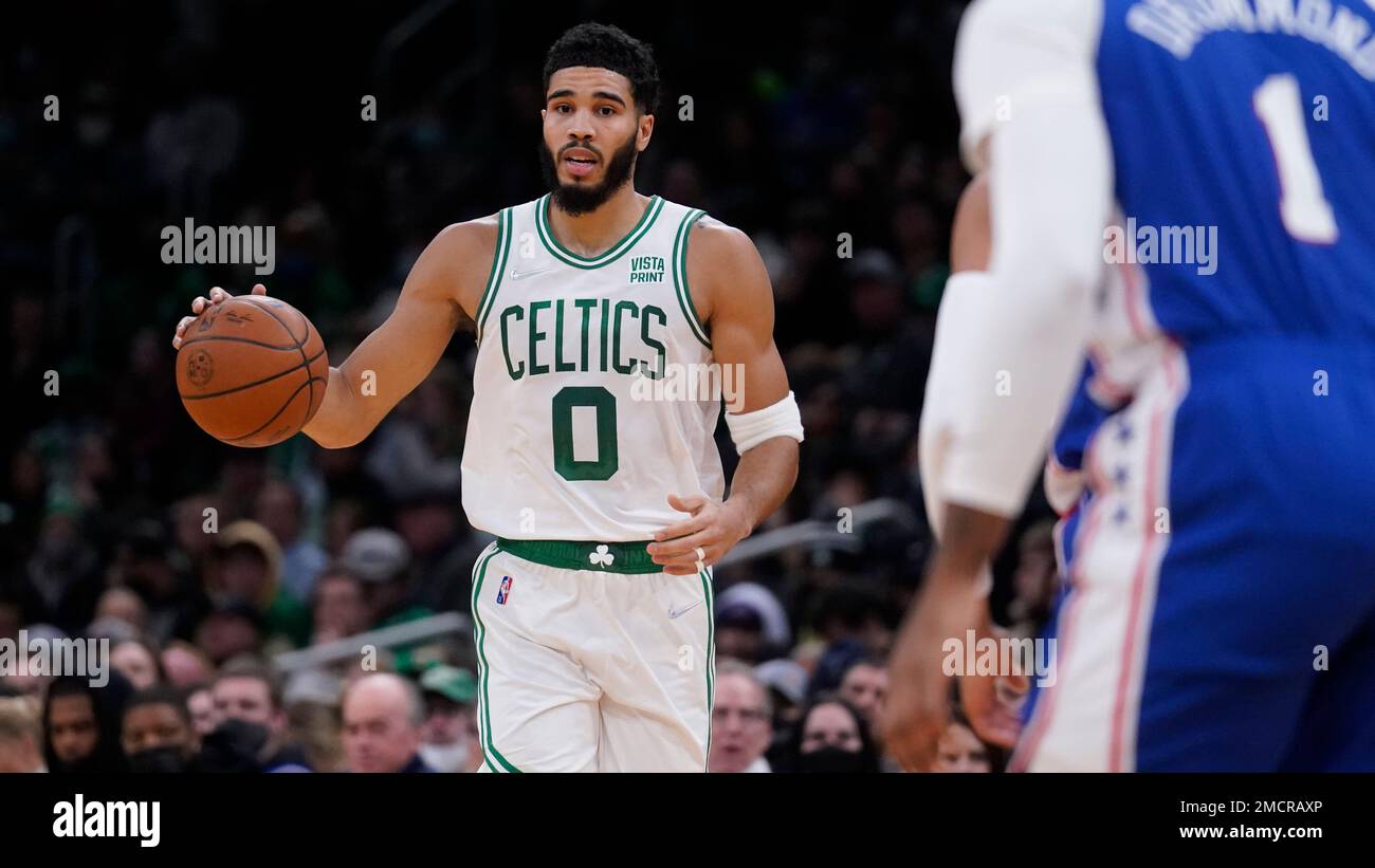 Boston Celtics forward Jayson Tatum (0) during an NBA basketball game ...