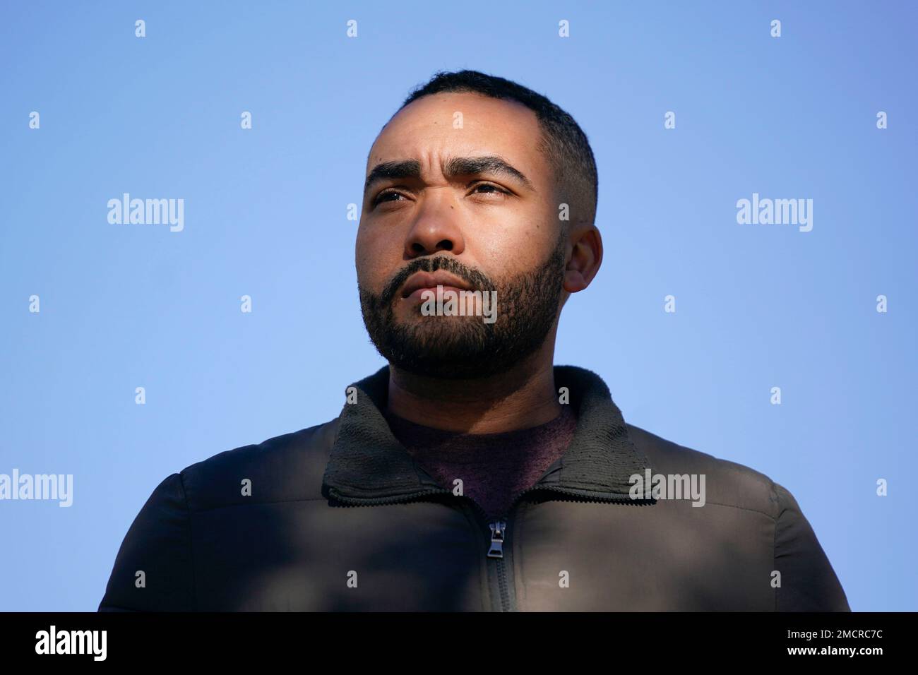 Kyle Bibby poses for a picture near his home in Jersey City, N.J ...