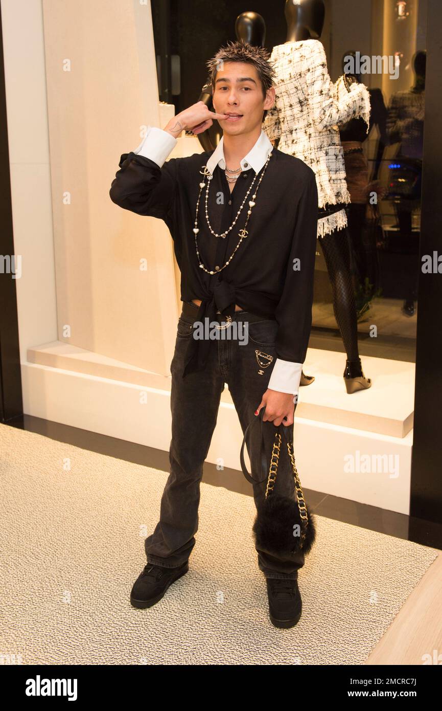 Evan Mock attends the CHANEL Miami Design District boutique opening ...
