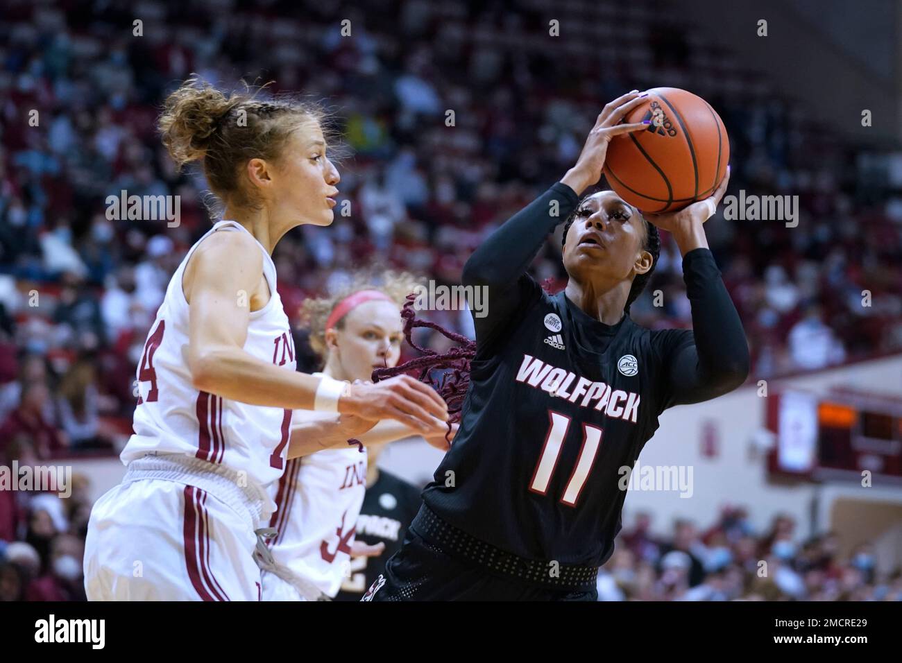 North Carolina State's Jakia Brown-Turner (11) shoots against Indiana's ...