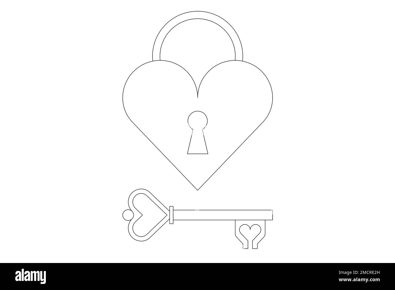 Love: heart-shaped design with padlock and key, to color, for events ...
