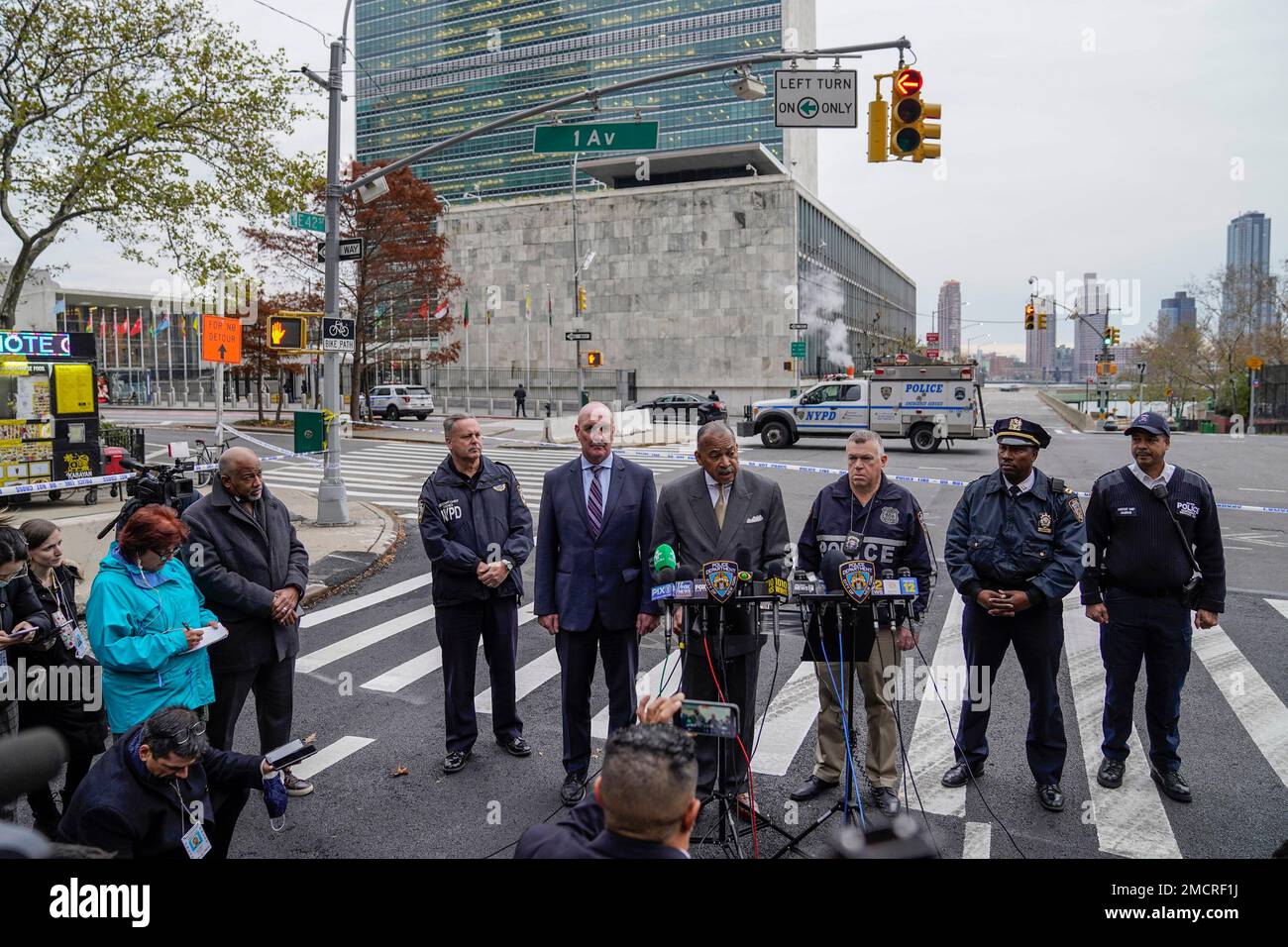 NYPD officials and emergency services personnel, including Deputy ...