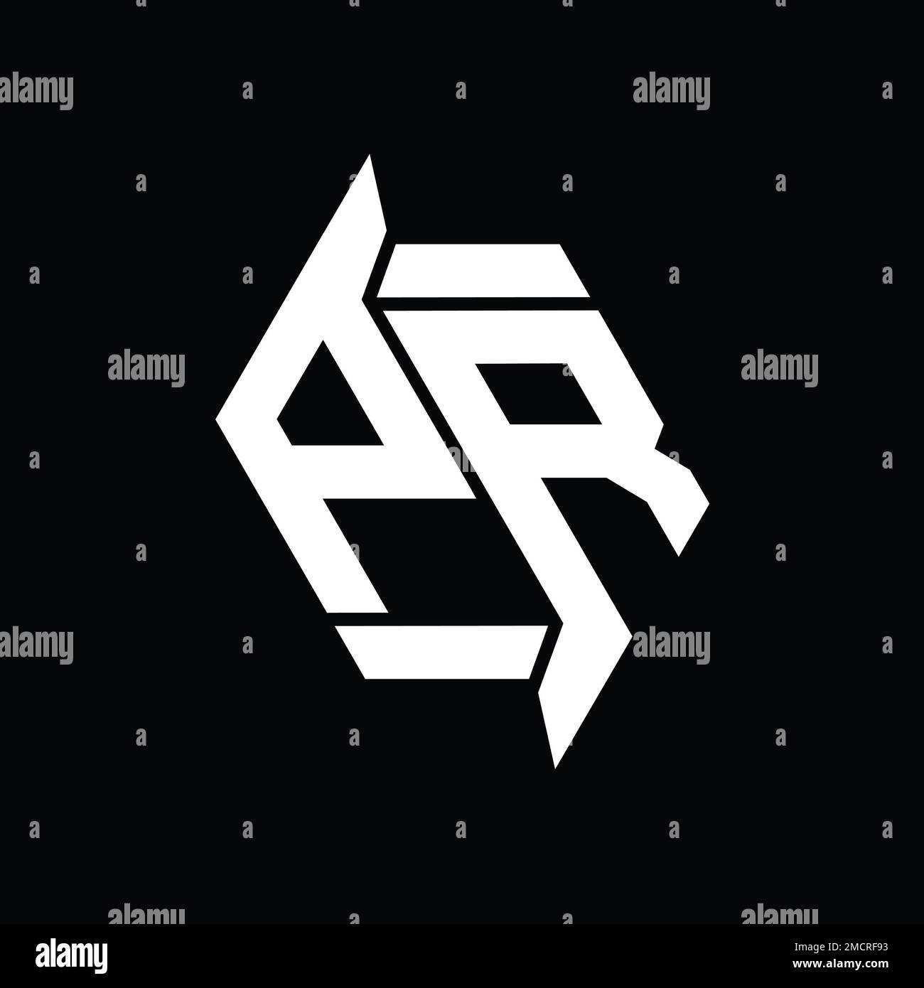 PR Logo monogram hexagon modern abstract shape vector images design ...