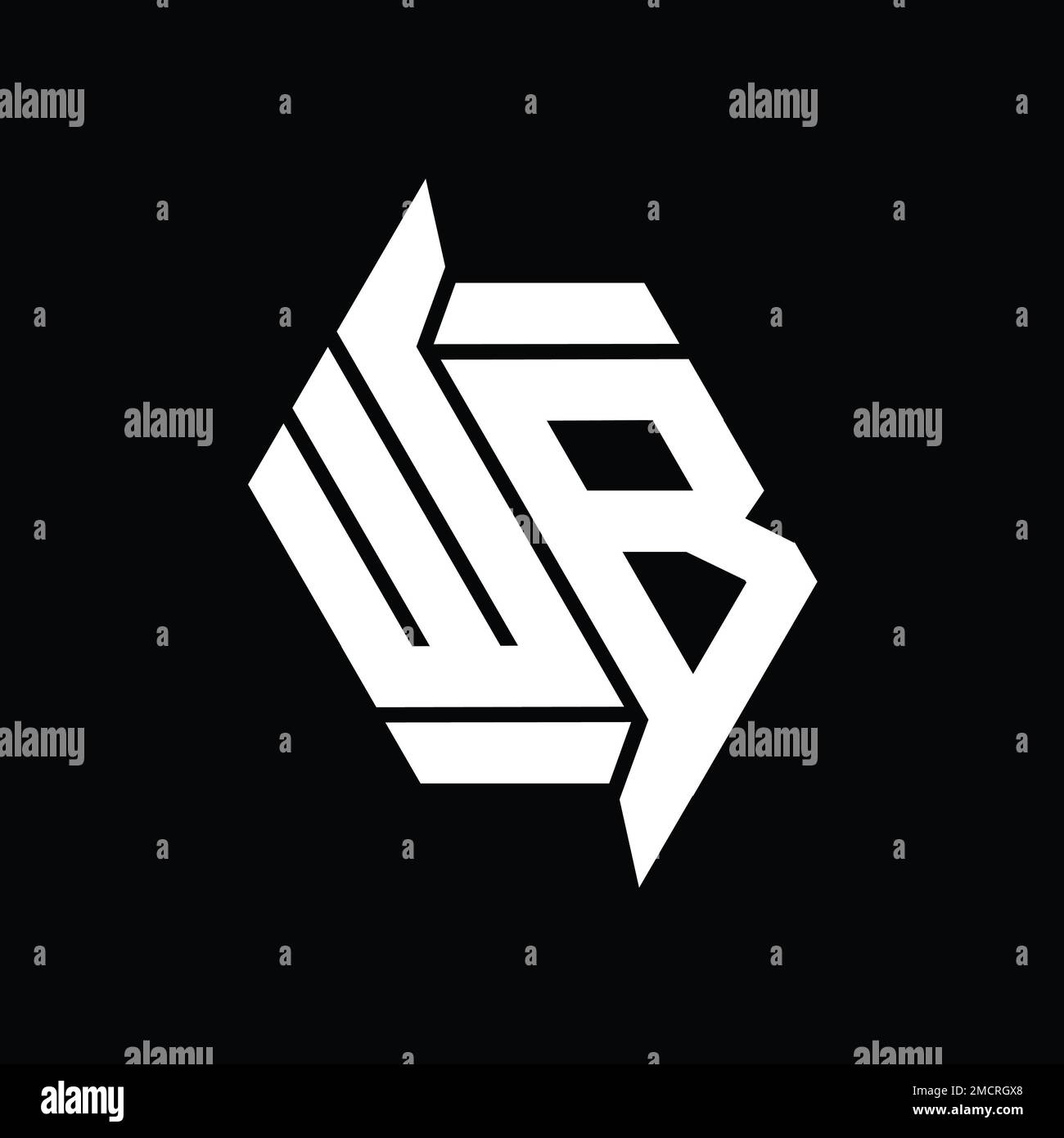 WB Logo monogram hexagon modern abstract shape vector images design ...