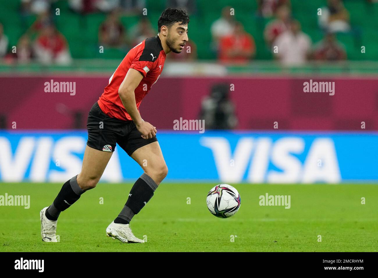 Egypt's Akram Tawfik is in action during the Arab Cup soccer match ...