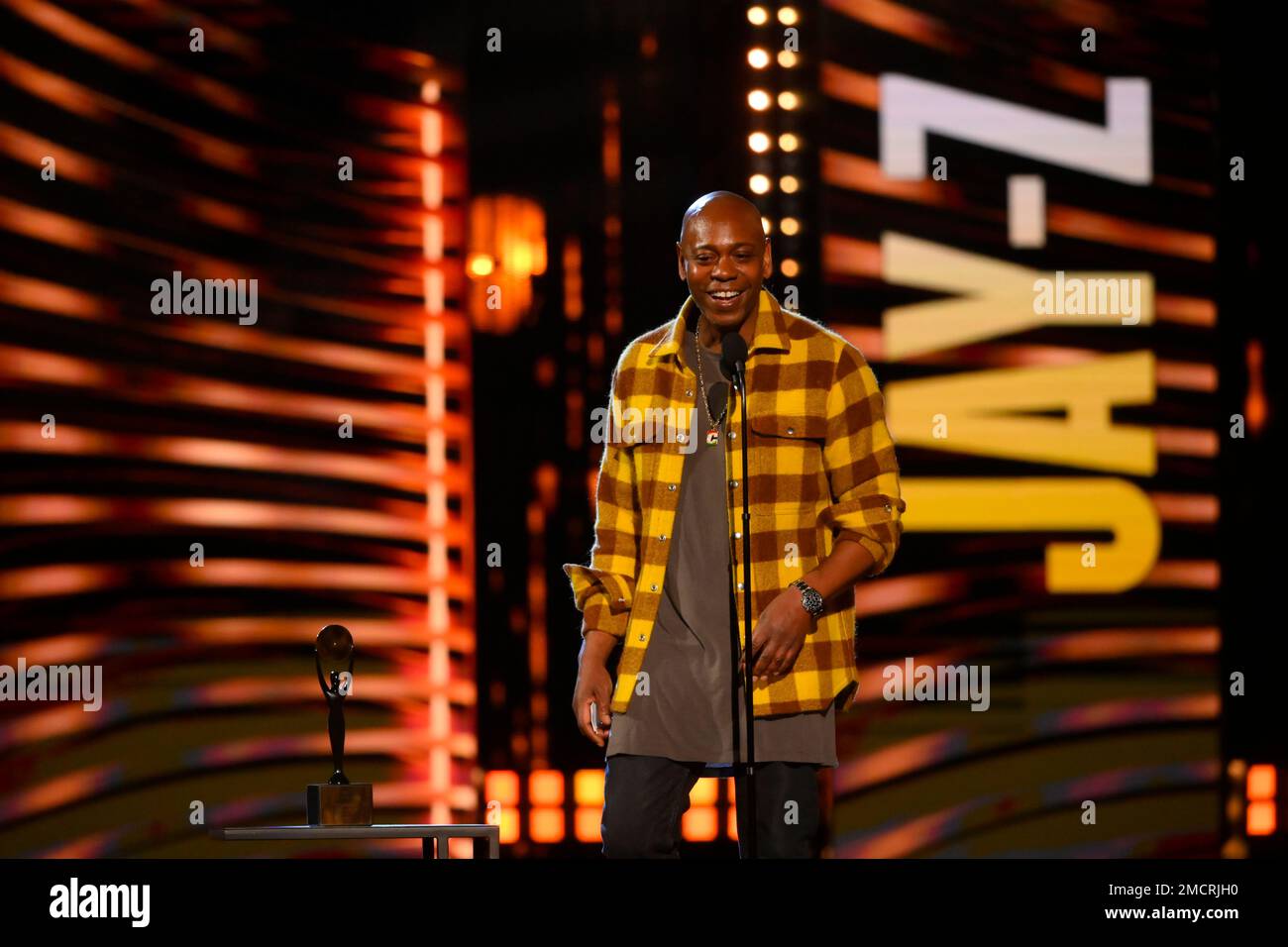 Dave Chappelle, presenter for JAY-Z, speaks during the Rock & Roll Hall ...