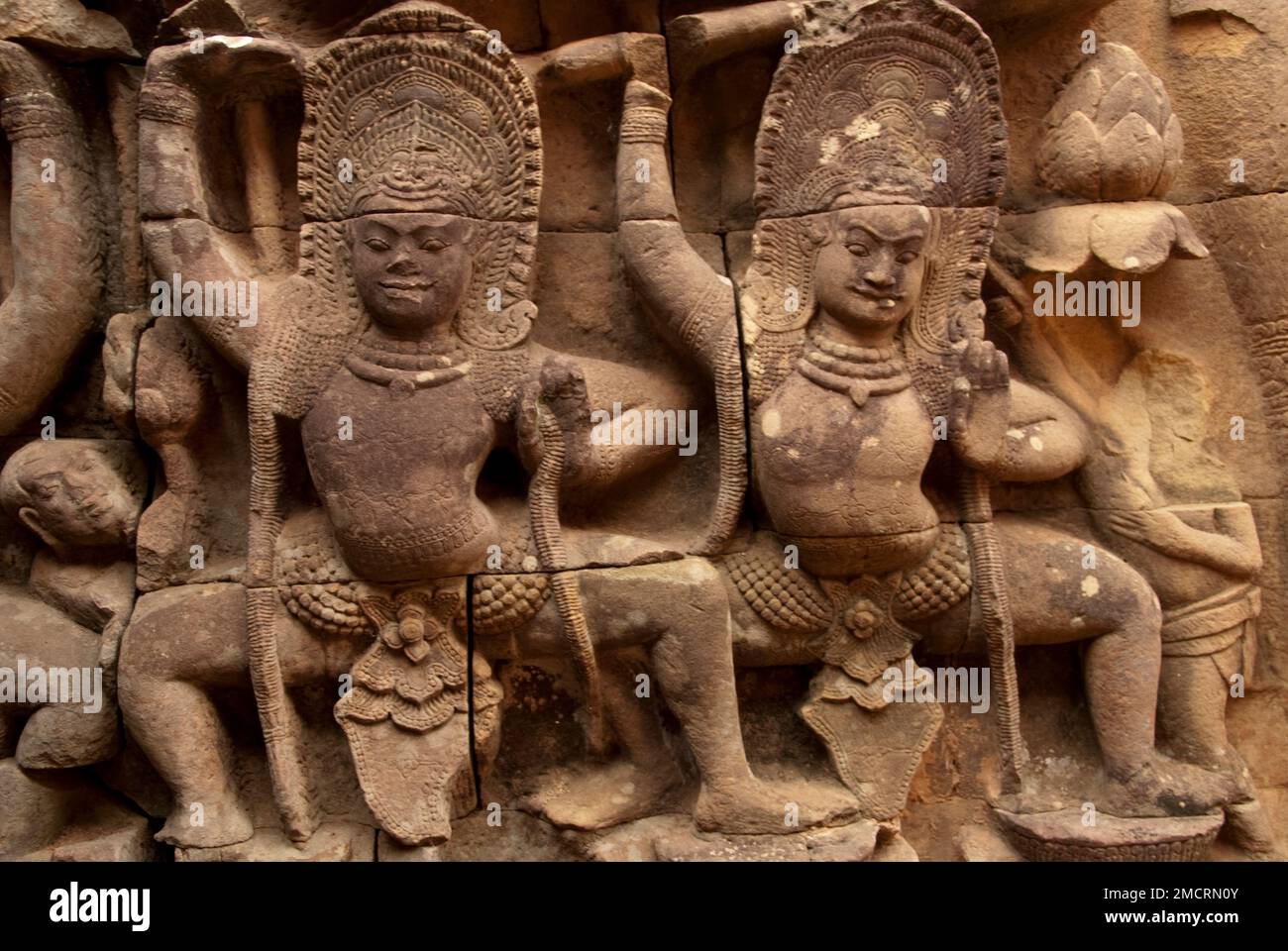 Carving of dancers, Terrace of the Leper King, Angkor complex, Siem ...