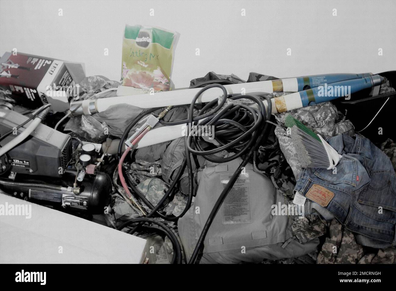 A photo illustration of training rockets found in April 2019 in a ...