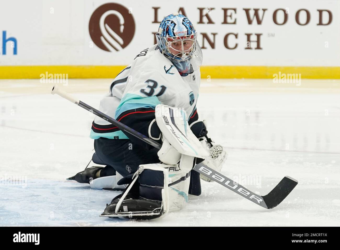 Seattle Kraken goaltender Philipp Grubauer (31) during the second ...