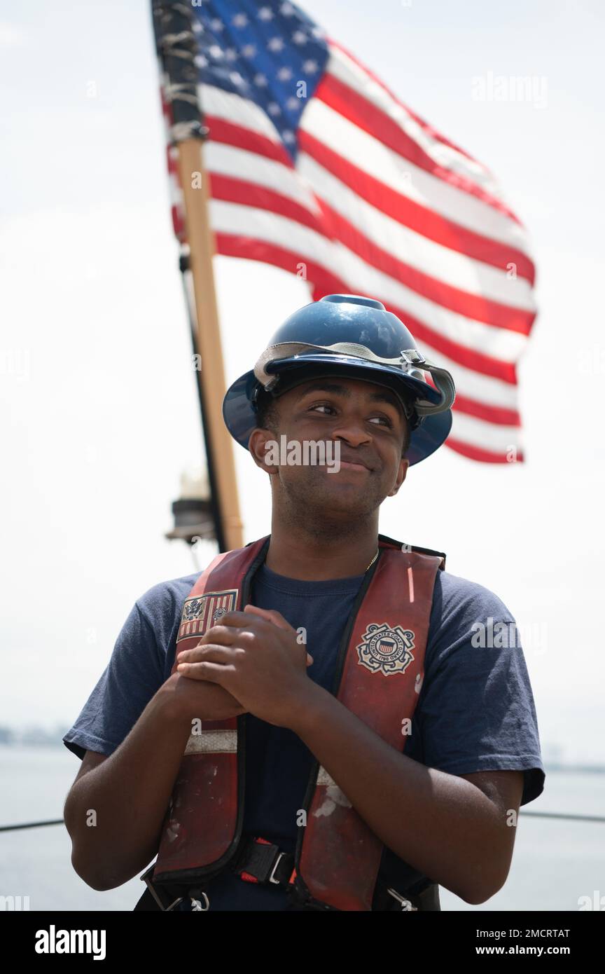 U.S. Coast Guard Seaman Alex Coleman, a member of the USCGC Bear’s ...
