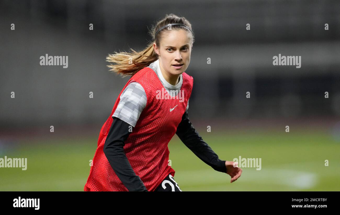 New Zealand's Katie Rood warms up prior to an international friendly ...