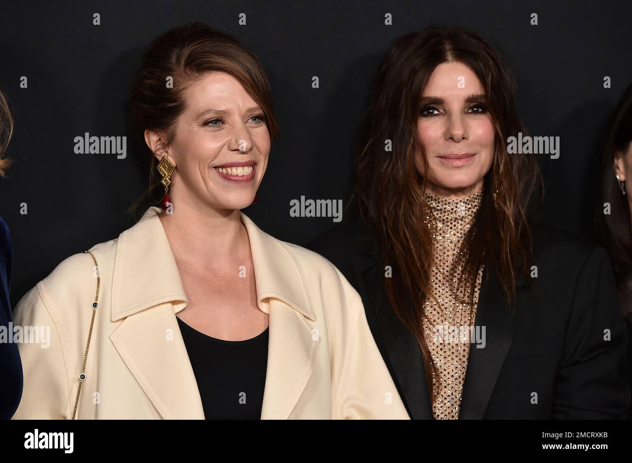 Nora Fingscheidt, left, and Sandra Bullock arrive at the Los Angeles ...