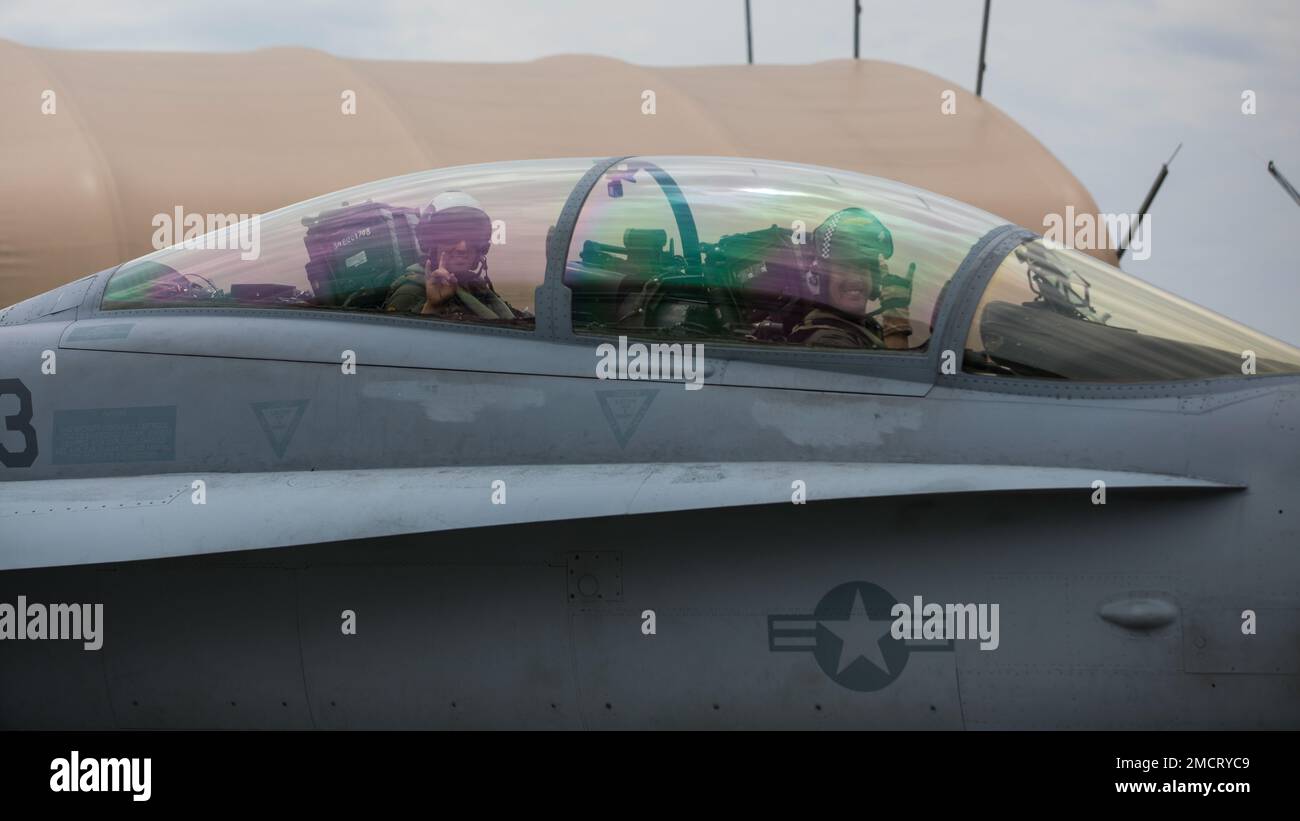 A U.S. Marine Corps F/A-18D Hornet aircraft with Marine All Weather ...