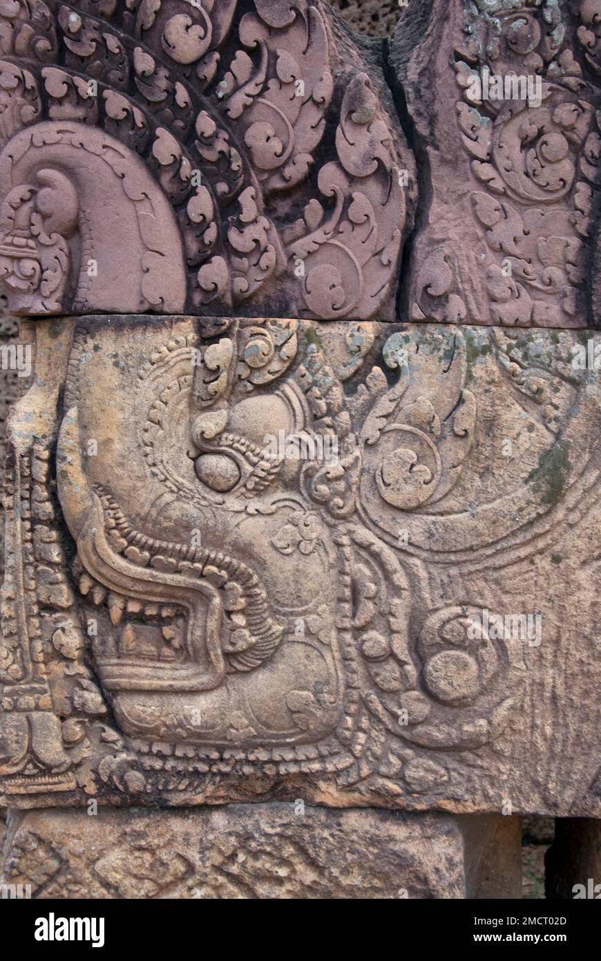 New and old carving of elephant, Banteay Srei, Angkor complex, Siem ...