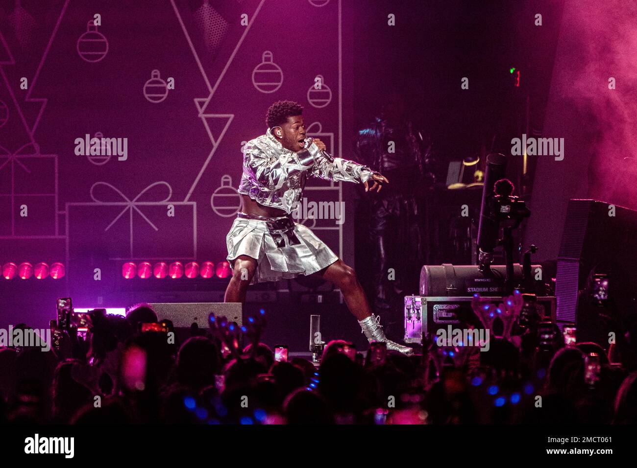 Lil Nas X performs during 106.1 KISS FM's iHeartRadio 2021 Jingle Ball ...