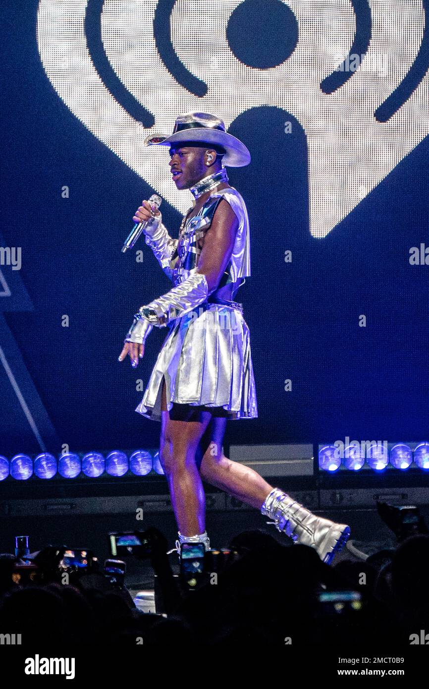 Lil Nas X performs during 106.1 KISS FM's iHeartRadio 2021 Jingle Ball ...