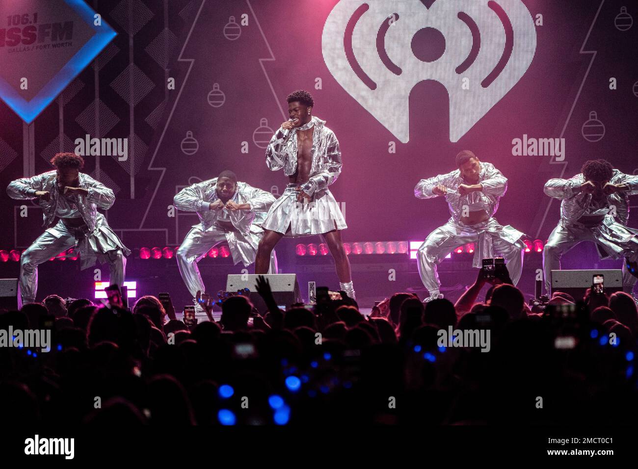 Lil Nas X performs during 106.1 KISS FM's iHeartRadio 2021 Jingle Ball ...