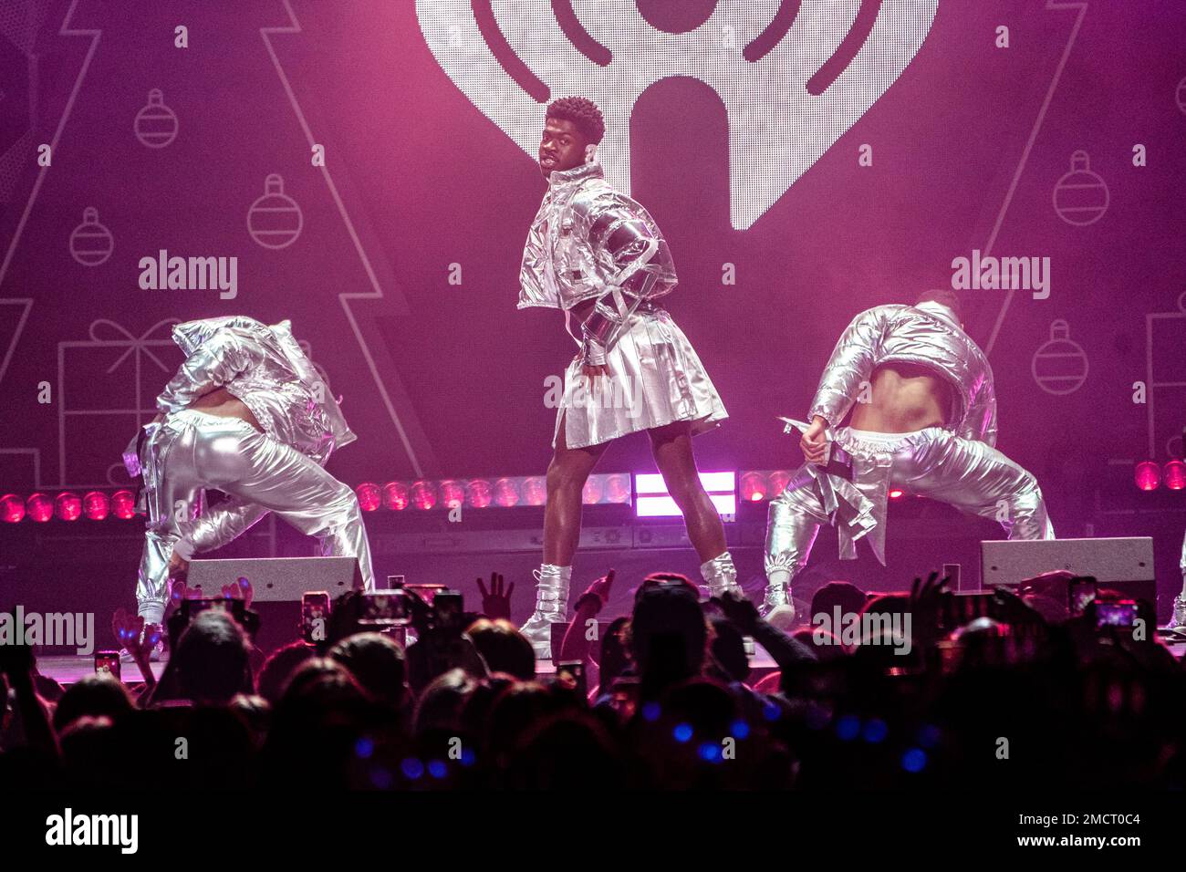 Lil Nas X performs during 106.1 KISS FM's iHeartRadio 2021 Jingle Ball ...