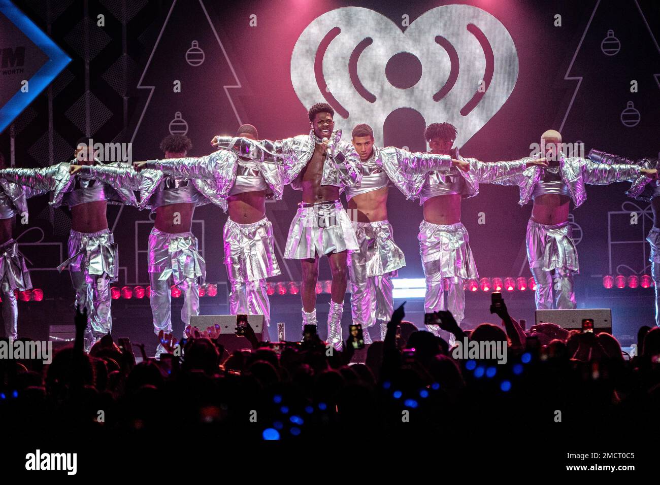 Lil Nas X performs during 106.1 KISS FM's iHeartRadio 2021 Jingle Ball ...