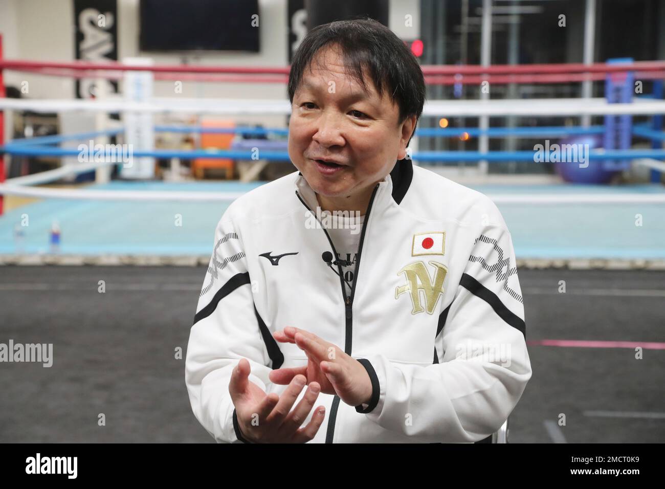 Boxing gym chairman and former world champion Hideyuki Ohashi speaks ...