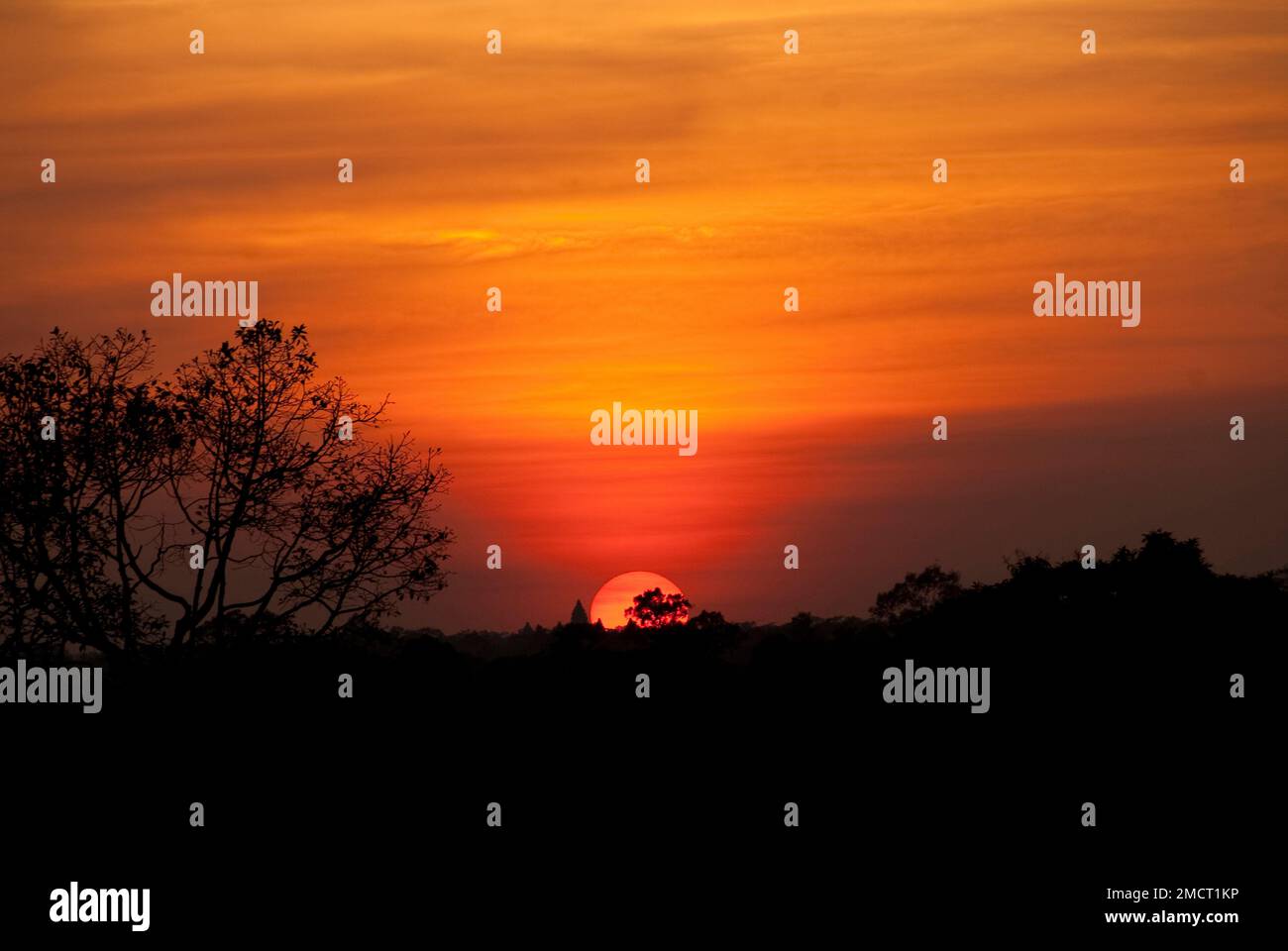 Sunset over Angkor Wat temple, Pre Rup temple, Angkor Wat temple, Siem ...
