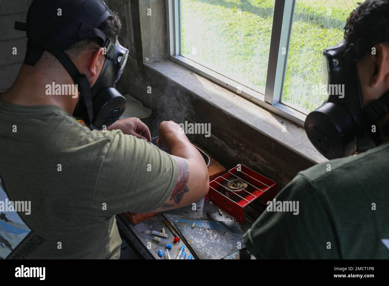 U.S. Marine Corps Cpl. Jean Marcos Perez, left, and Lance Cpl. Alex ...