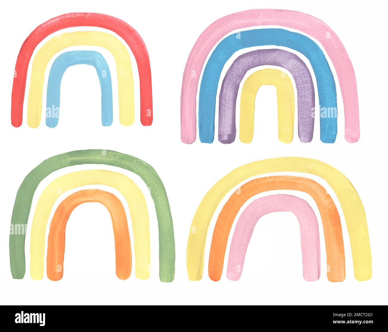 Bright Rainbow Clipart, Delicate Hand Painted Acrylic Rainbows, Kids ...