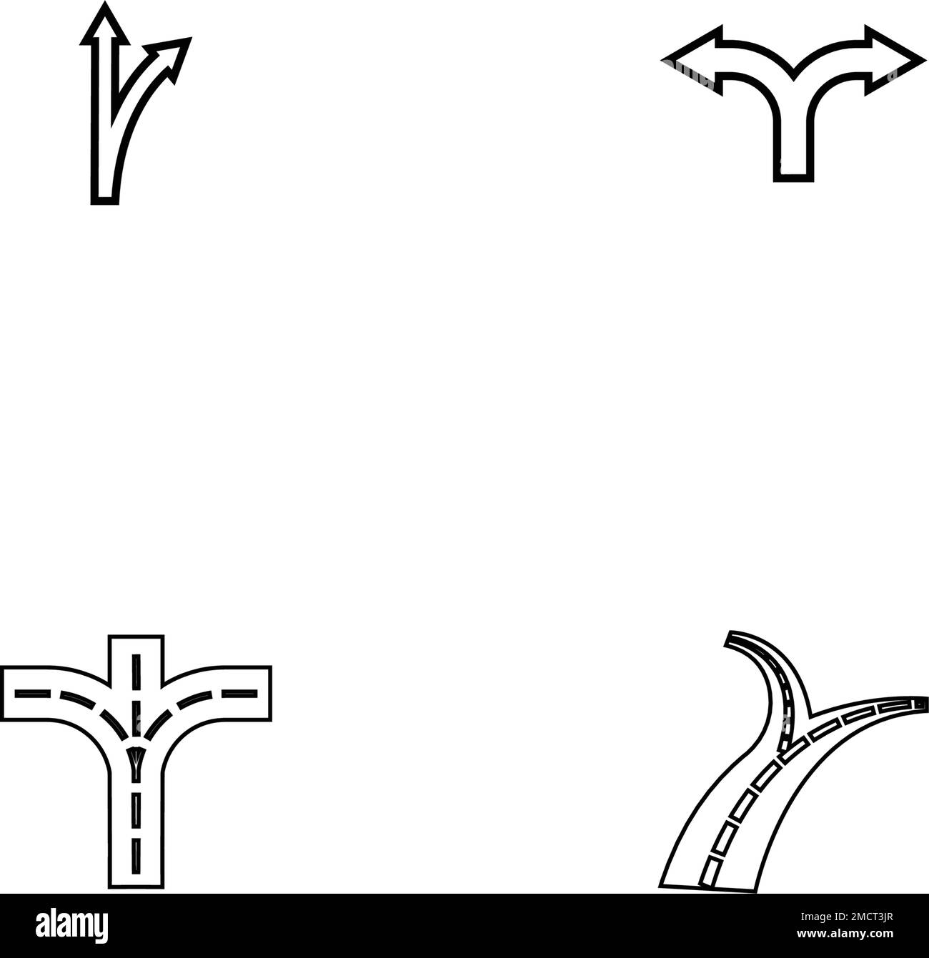 Car at fork in the road Stock Vector Images - Alamy