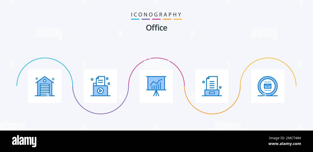 Office Blue 5 Icon Pack Including envelope. note. record. letter ...