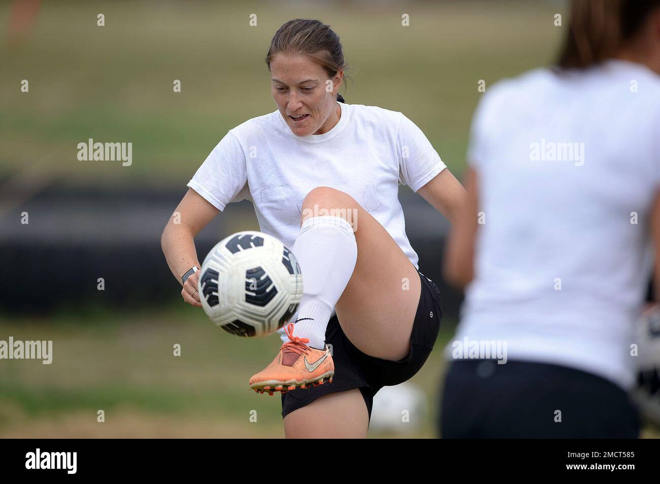 Army Capt. Erica Jarmer of the U.S. Armed Forces Women’s Soccer Team ...